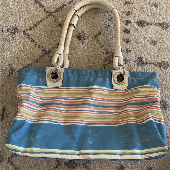Coach | Bags | Coach Beach Multi Stripe Tote | Poshmark